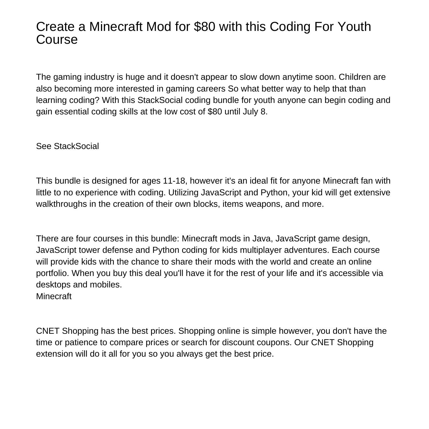 Create a Minecraft Mod for 80 by taking this Coding For Youth Coursellxor.pdf.pdf | DocDroid