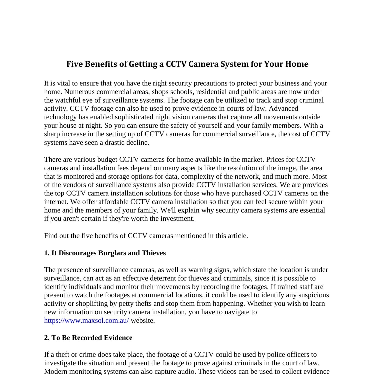 Five Benefits of Getting an CCTV Camera System for Your Home.pdf | DocDroid