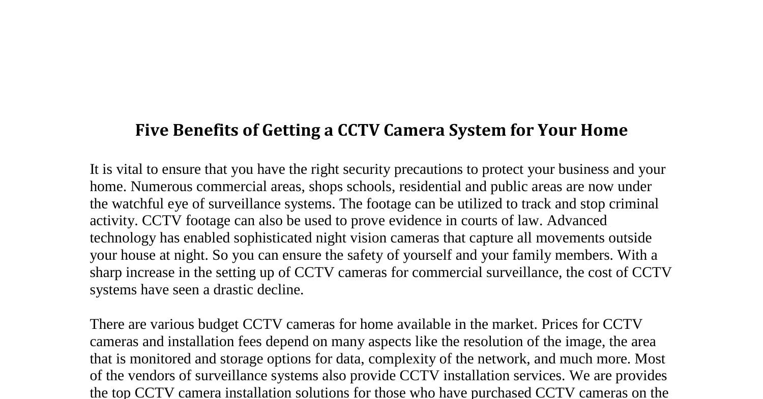 Five Benefits of Getting an CCTV Camera System for Your Home.pdf | DocDroid