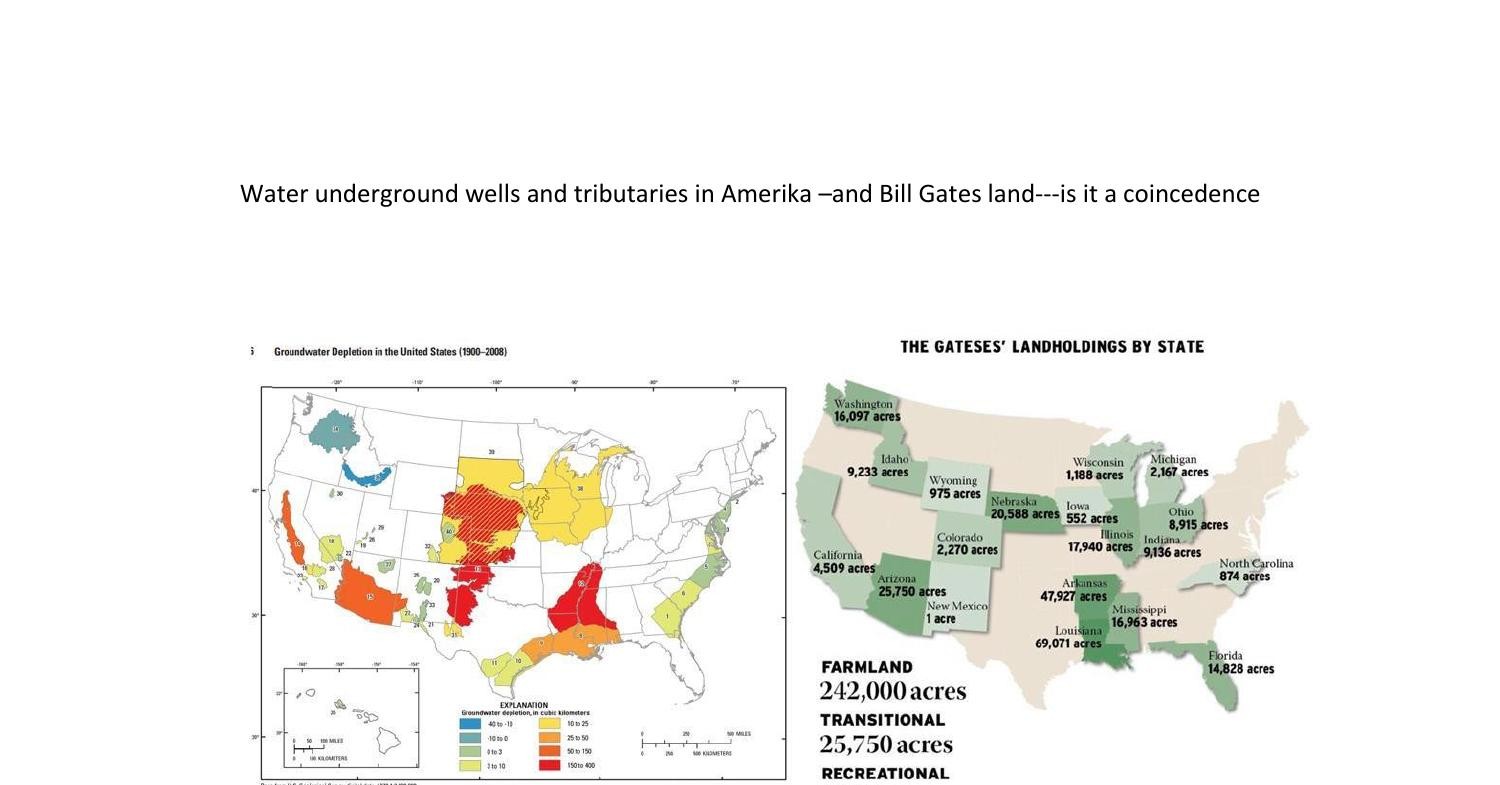Water underground wells and tributaries in Amerika –and Bill Gates land ...