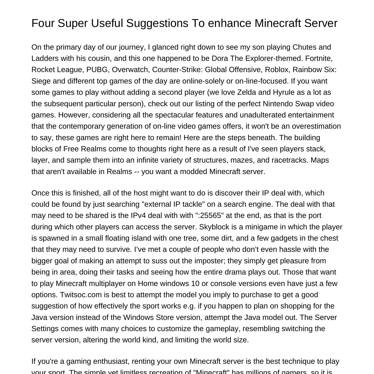 8 Tremendous Helpful Tips To enhance Minecraft Serverdidwv.pdf.pdf ...