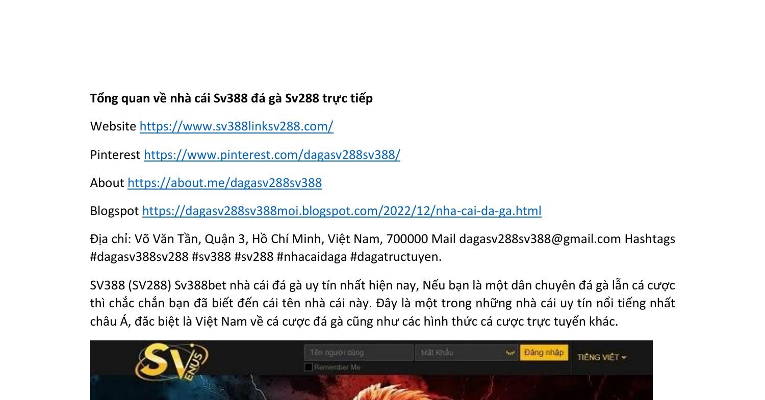 SV388 Link nha cai da ga uy tin SV288 Cach dang ky SV388bet.pdf | DocDroid
