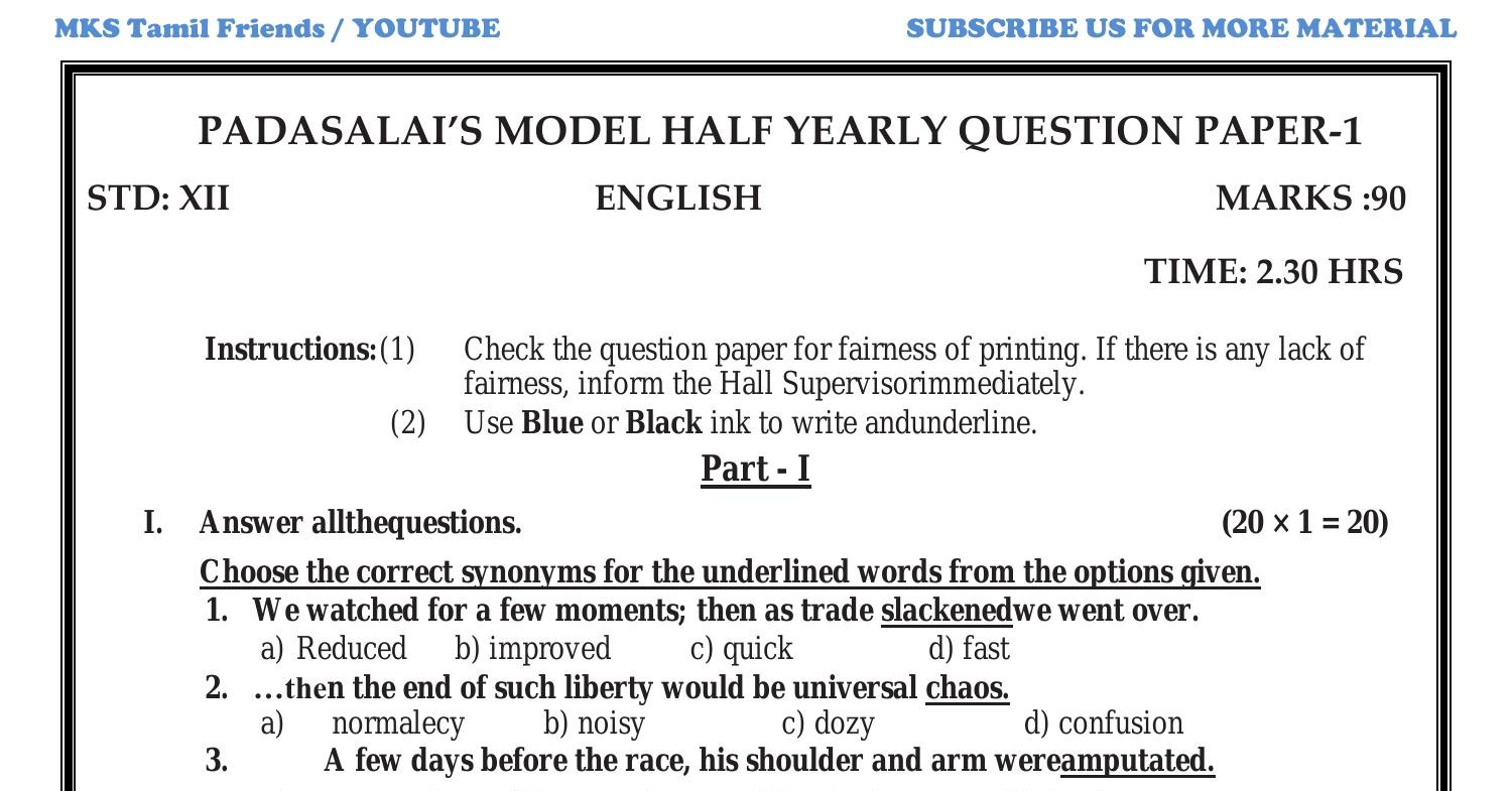 12th english half yearly exam 2019 model question paper pdf DocDroid