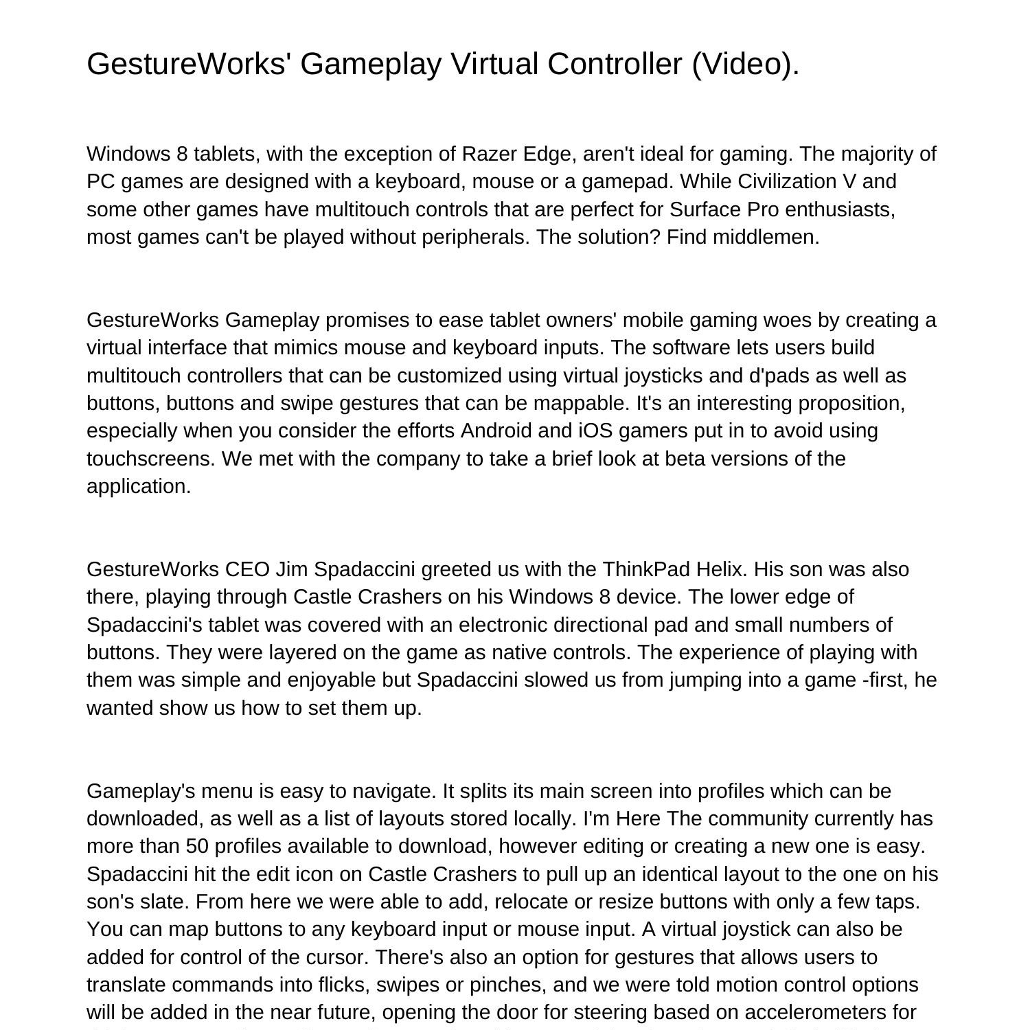 GestureWorks Gameplay Virtual Controller Videobingp.pdf.pdf | DocDroid