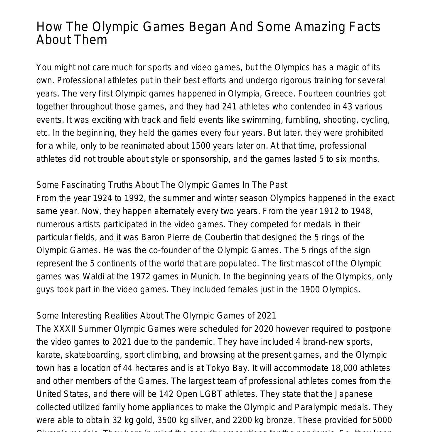 How The Olympic Games Began And Some Amazing Facts About Themyulfy.pdf ...