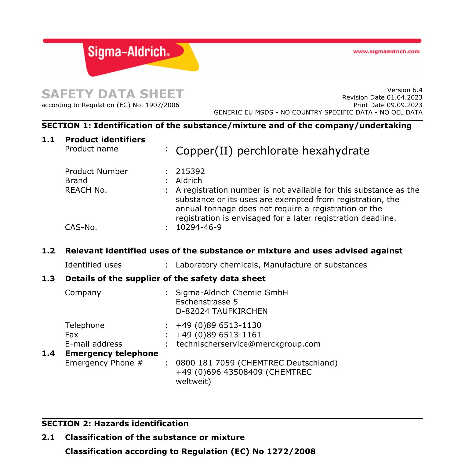 Copper(II) perchlorate hexahydrate SA.pdf | DocDroid