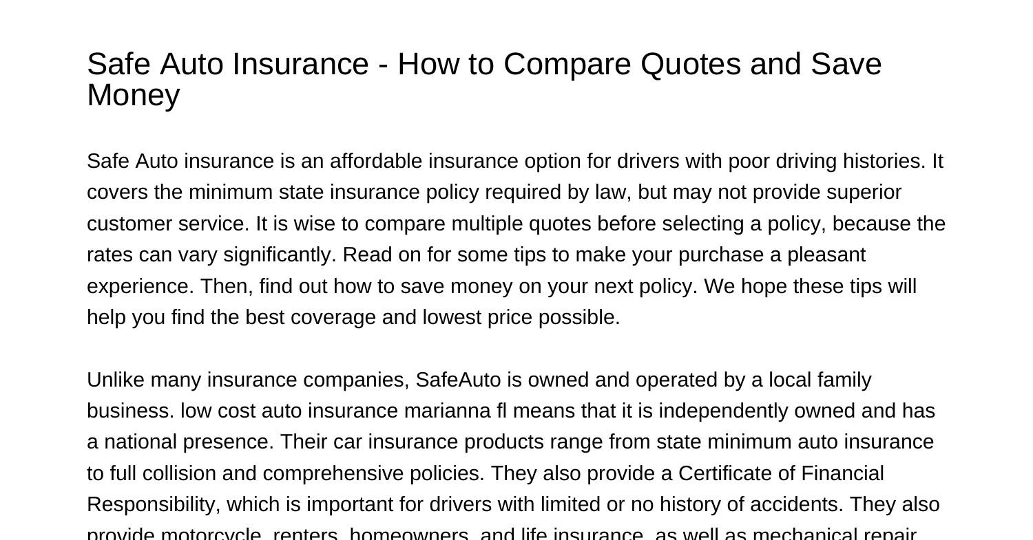 Safe Auto Insurance How to Compare Quotes and Save Moneyzldvy.pdf.pdf ...