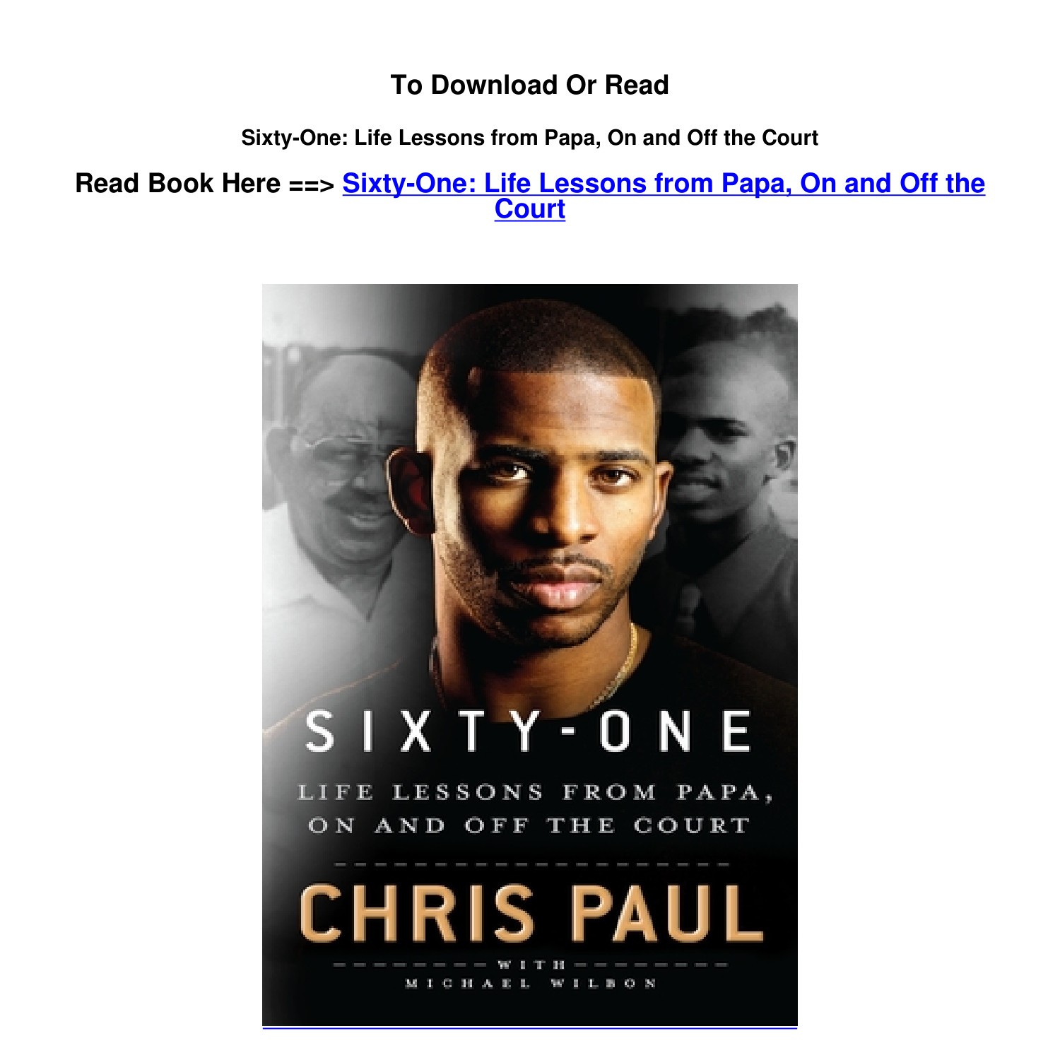 Download pdf Sixty One Life Lessons from Papa On and Off the Court by Chris .pdf | DocDroid