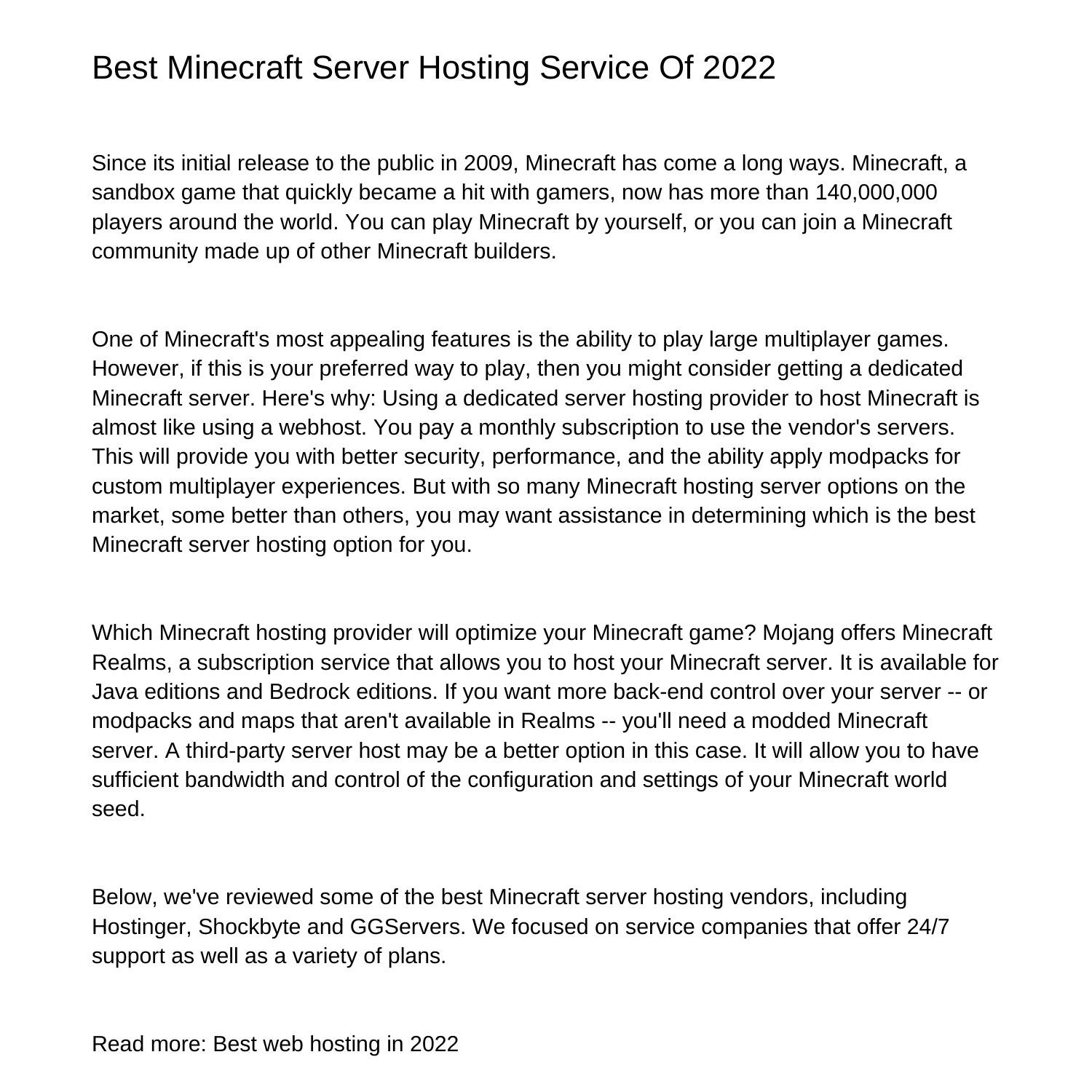 Best Minecraft Server Hosting Service Of 2022ztshc.pdf.pdf | DocDroid