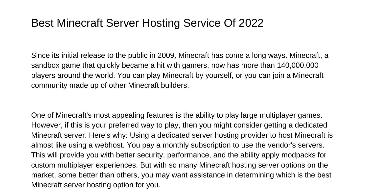 Best Minecraft Server Hosting Service Of 2022ztshc.pdf.pdf | DocDroid