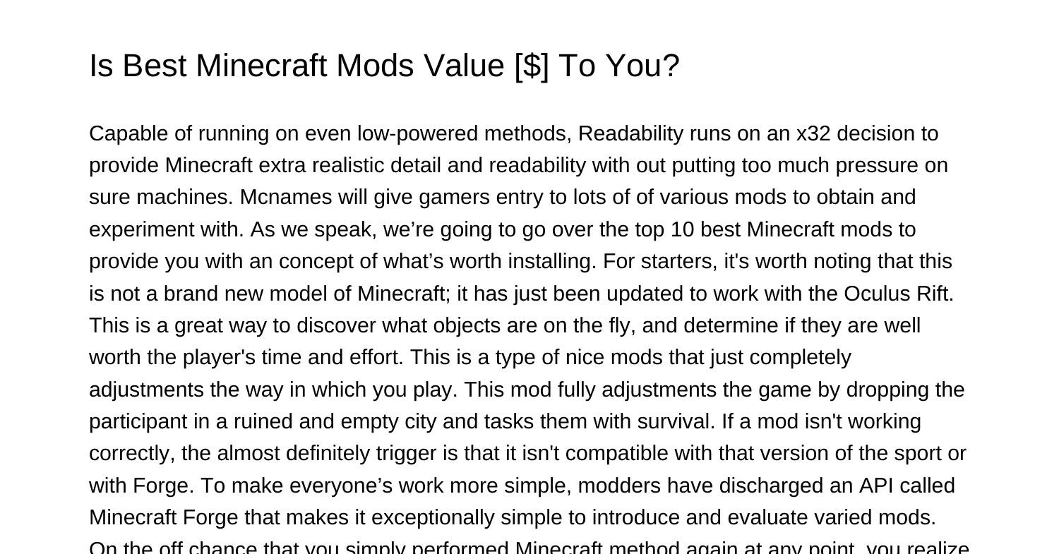 Is Best Minecraft Mods Price To Youiwjis.pdf.pdf | DocDroid