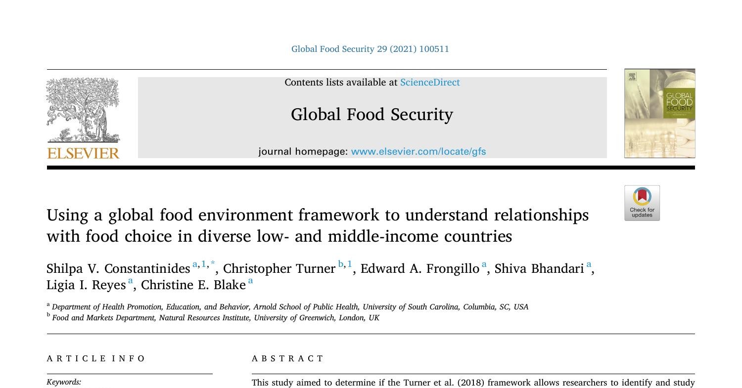 Using a global food environment framework to understand relationships ...