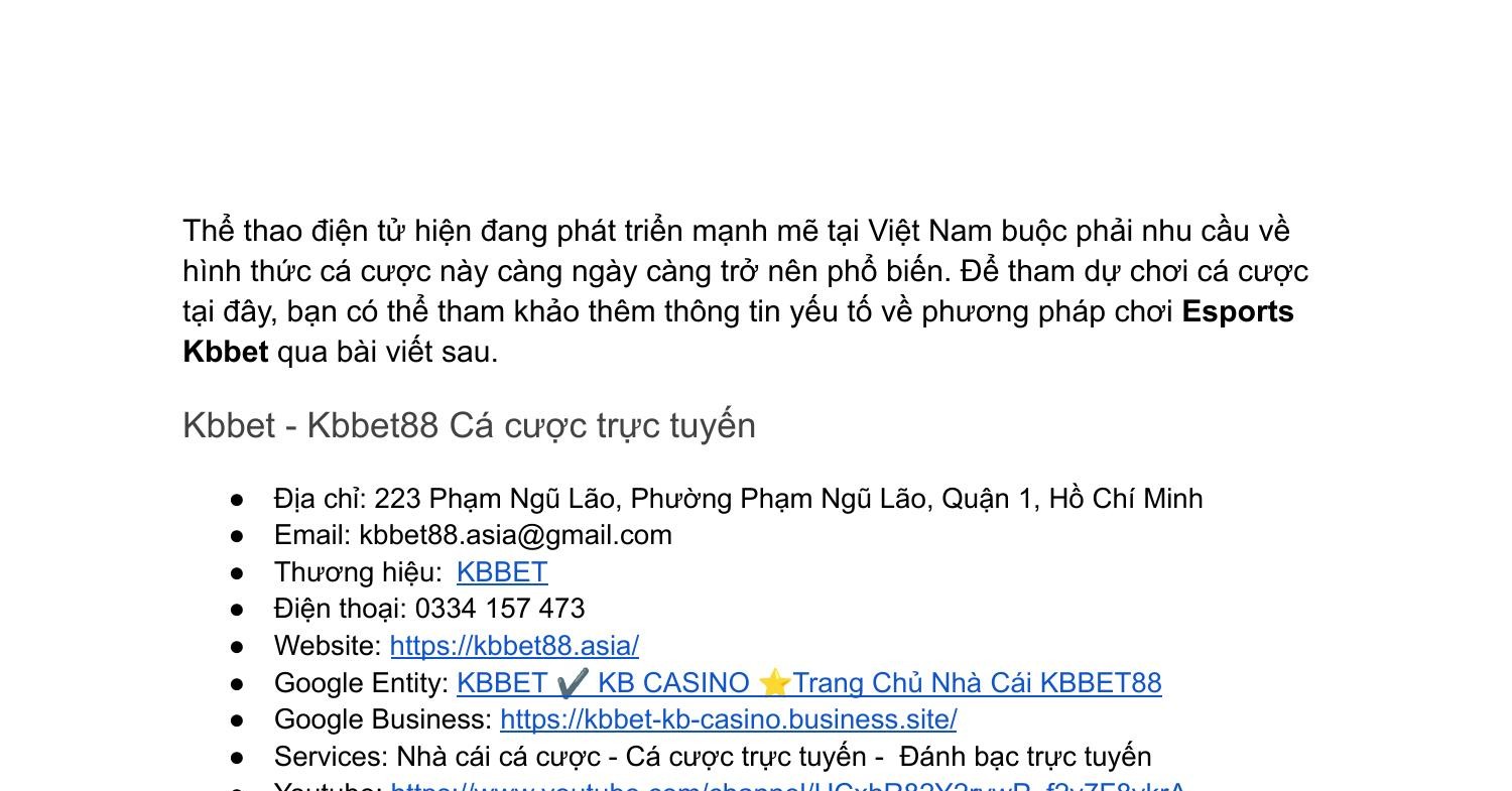 Chi tiết cách chơi cá cược Esport tại KBBET luôn thắng.pdf | DocDroid