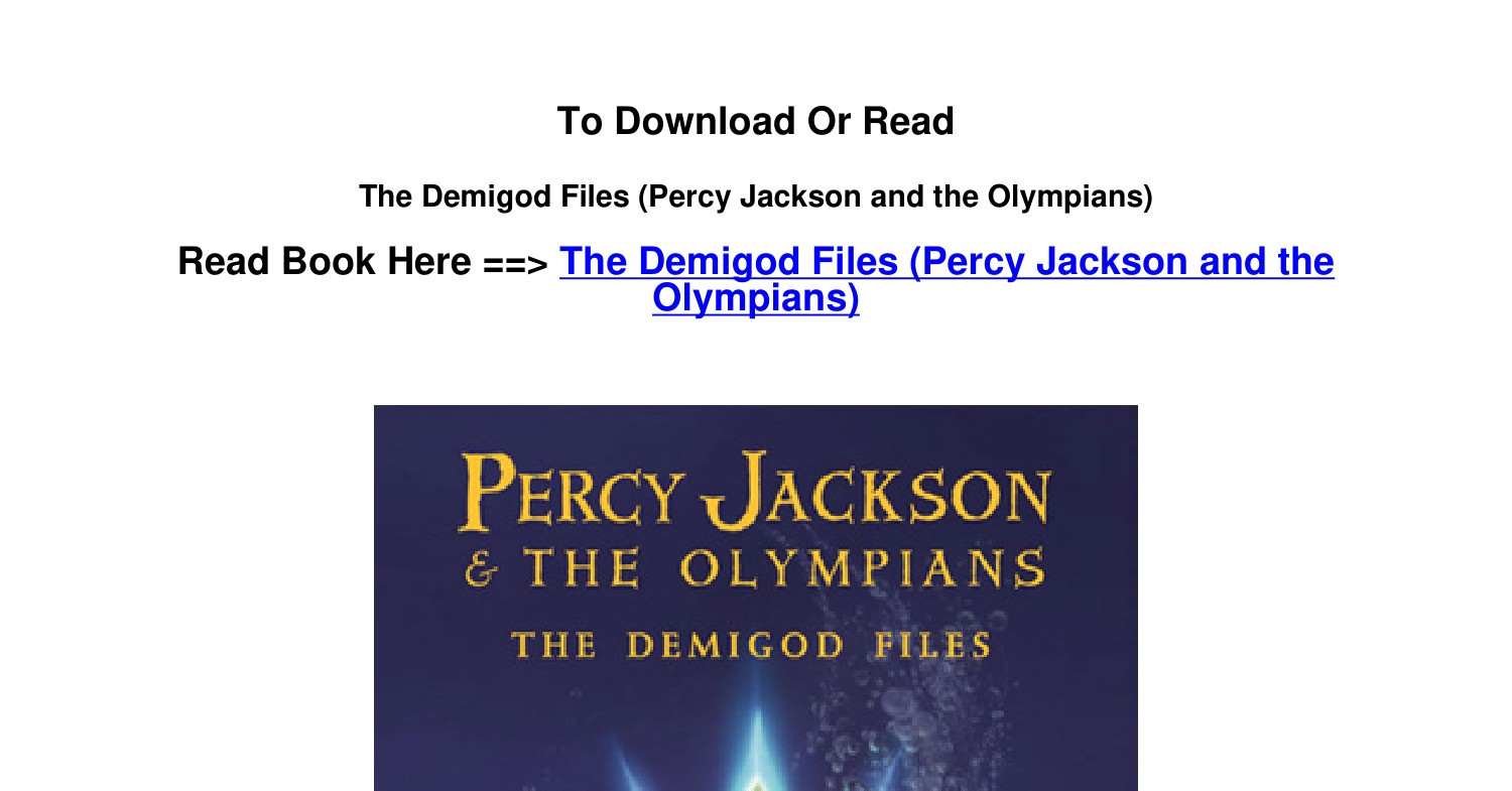 DOWNLOAD epub The Demigod Files Percy Jackson and the Olympians BY Rick .pdf | DocDroid