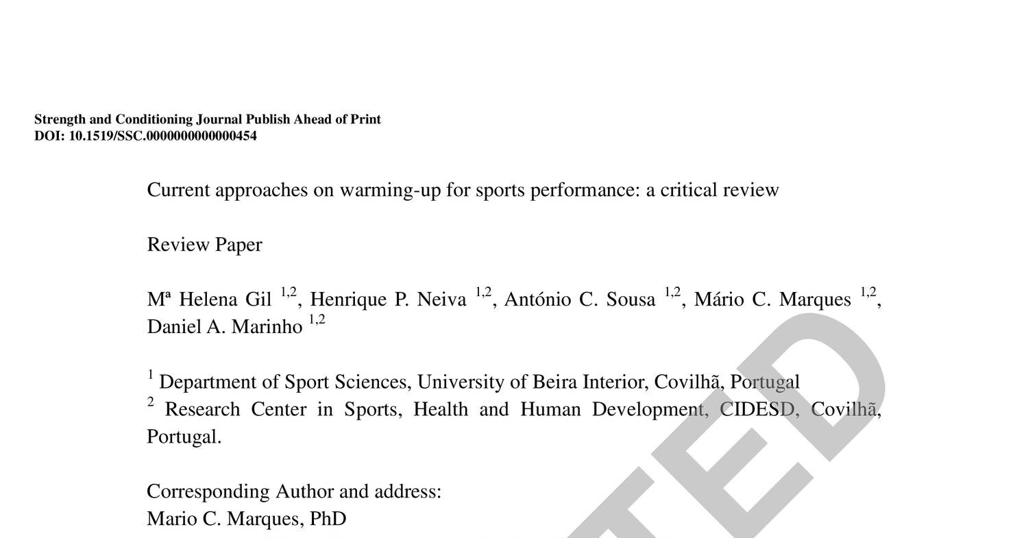 Gil MH et al. (2019) - Current approaches on warming-up for sports ...