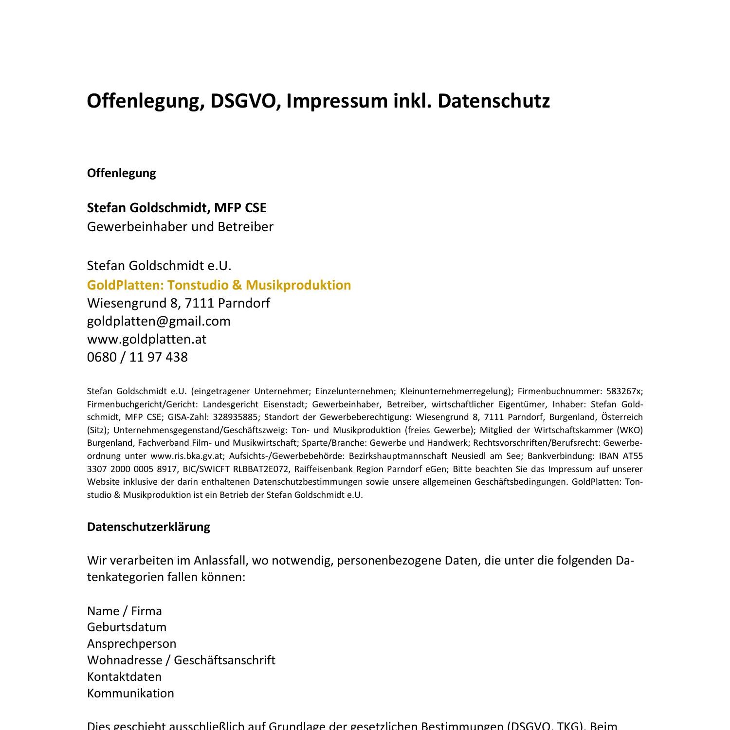 Offenlegung, DSGVO, Impressum inkl. Datenschutz, AGB.pdf | DocDroid