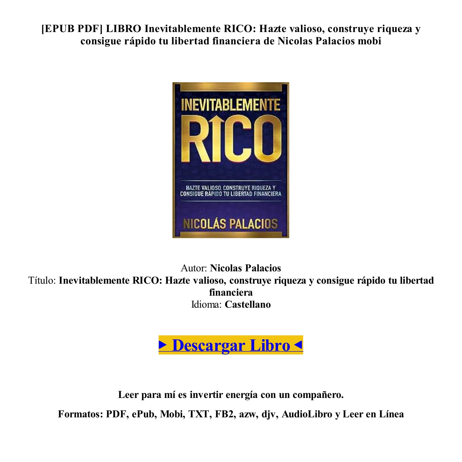 [Libro] [Descargar] Inevitablemente RICO de Nicolas Palacios .pdf.pdf | DocDroid