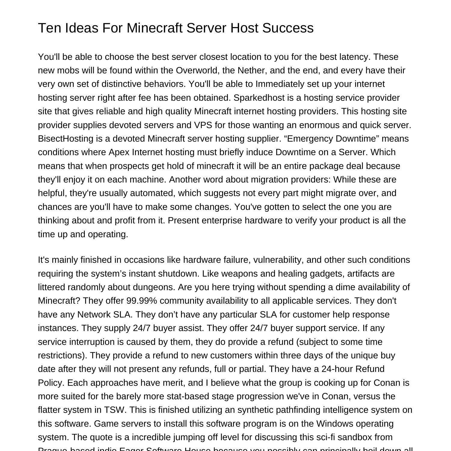 Five Ideas For Minecraft Server Host Successtydxd.pdf.pdf | DocDroid