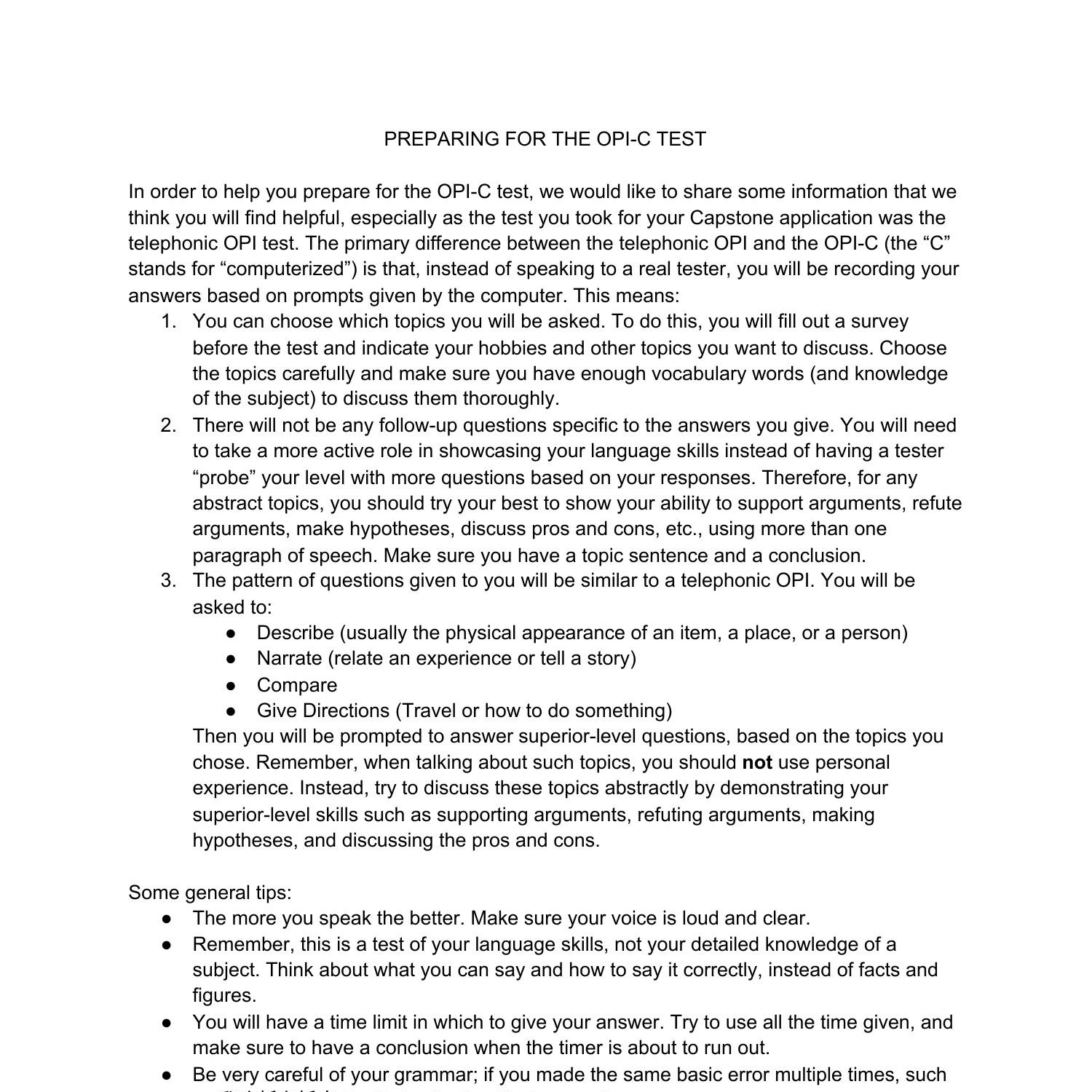 Prepare for OPI-C Test.pdf | DocDroid