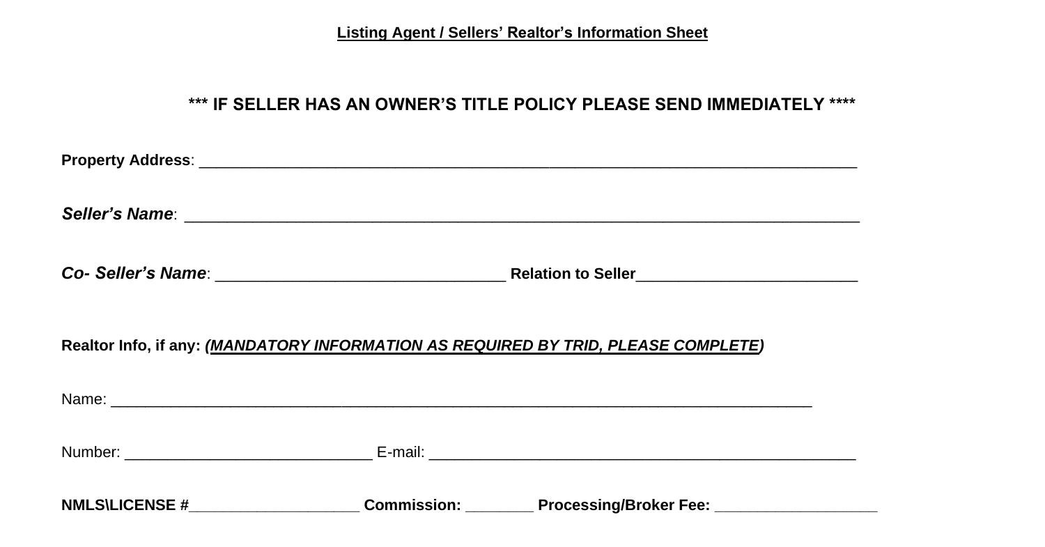 Listing Agent Sellers’ Realtor’s Information Sheet.pdf | DocDroid