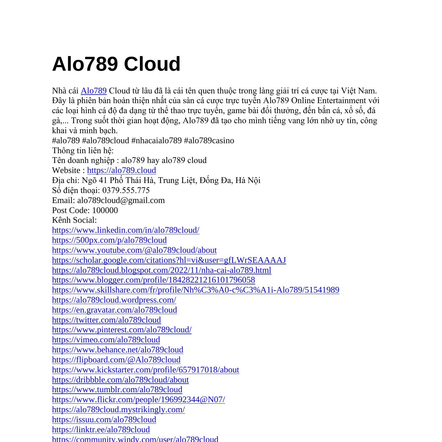Alo789 Cloud.docx | DocDroid