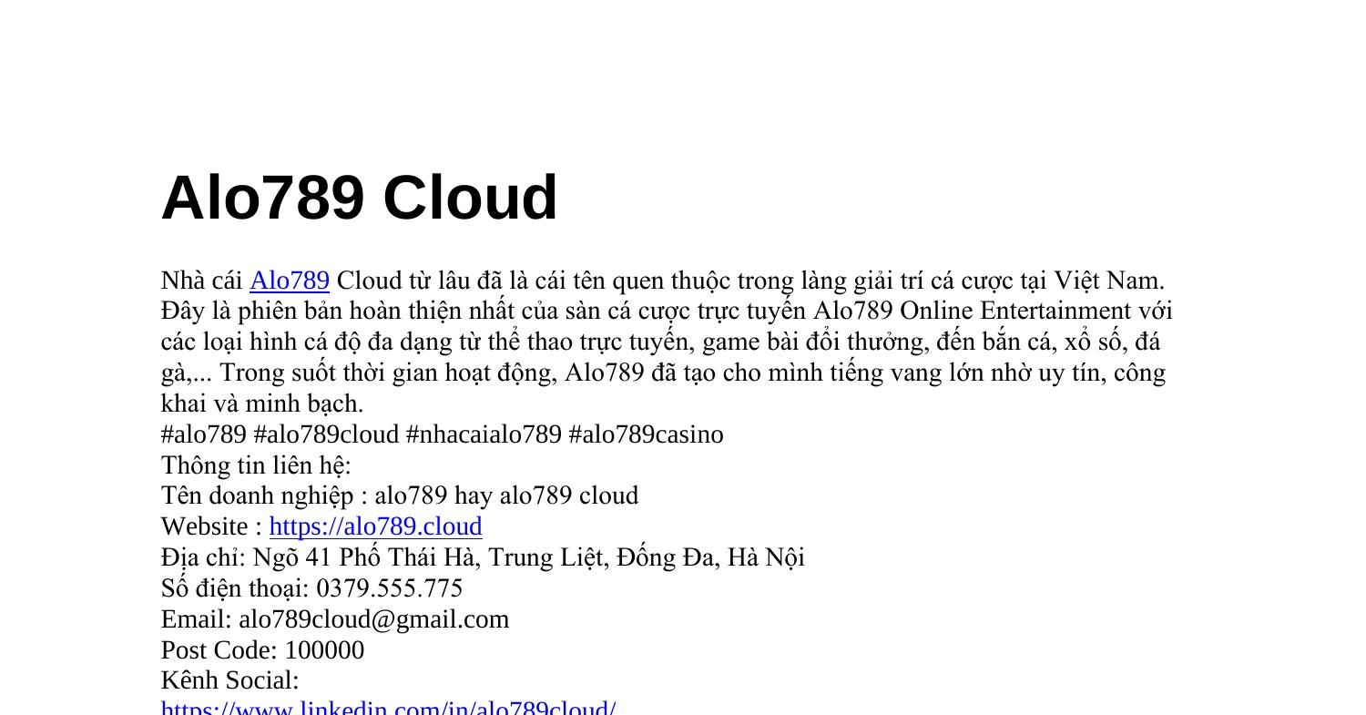 Alo789 Cloud.docx | DocDroid