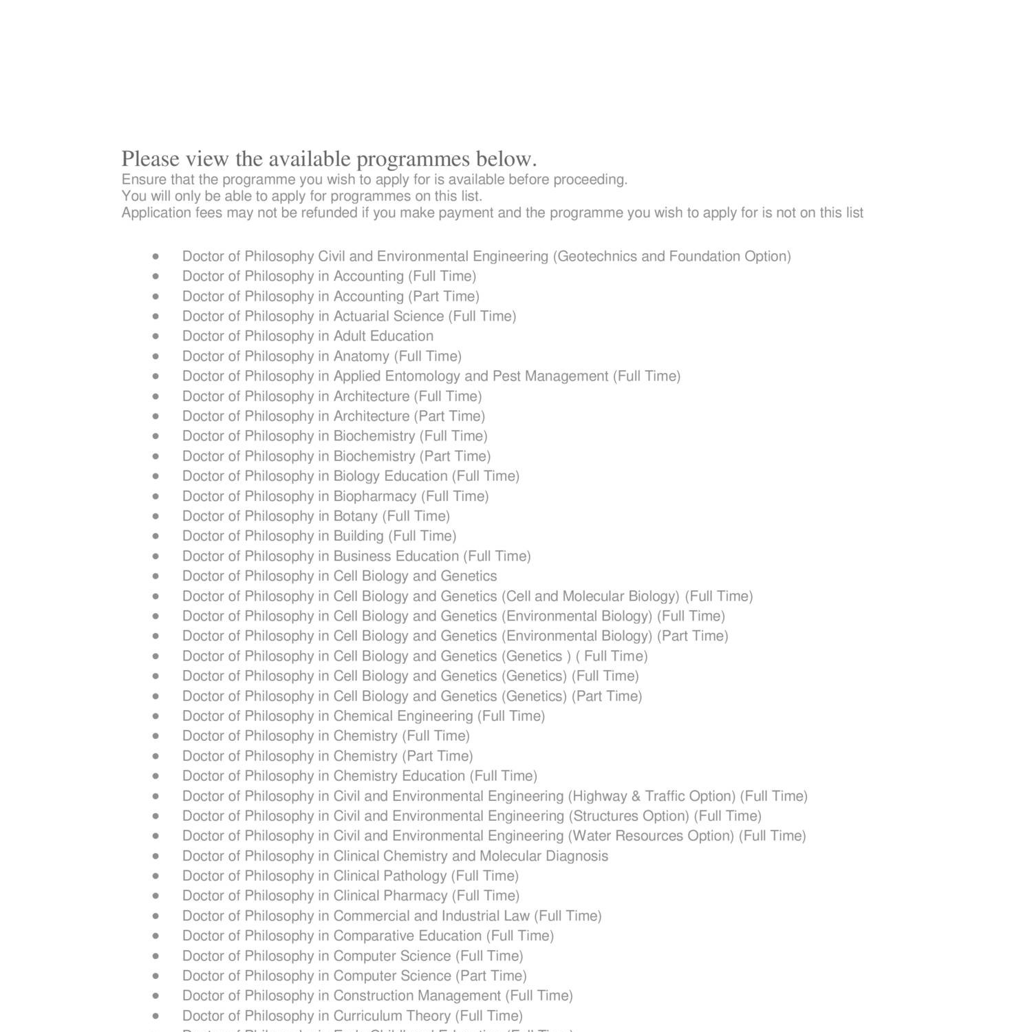 List of Available Programmes for Postgraduate Application.pdf | DocDroid