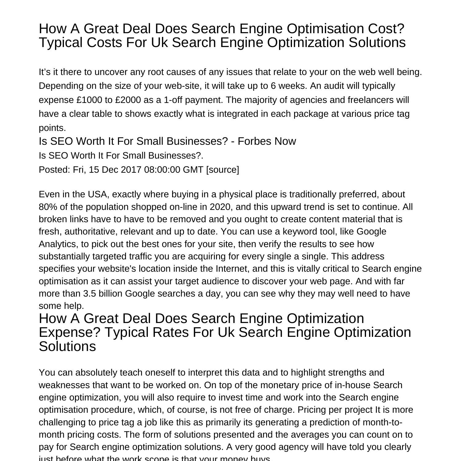 How Considerably Does Seo Price Typical Rates For Uk Search Engine ...