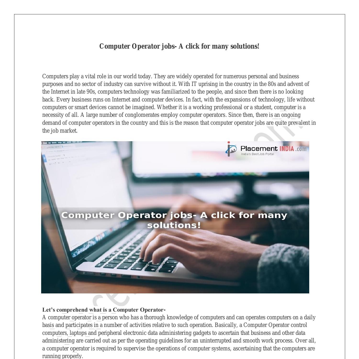 Computer Operator jobs- A click for many solutions!.pdf | DocDroid