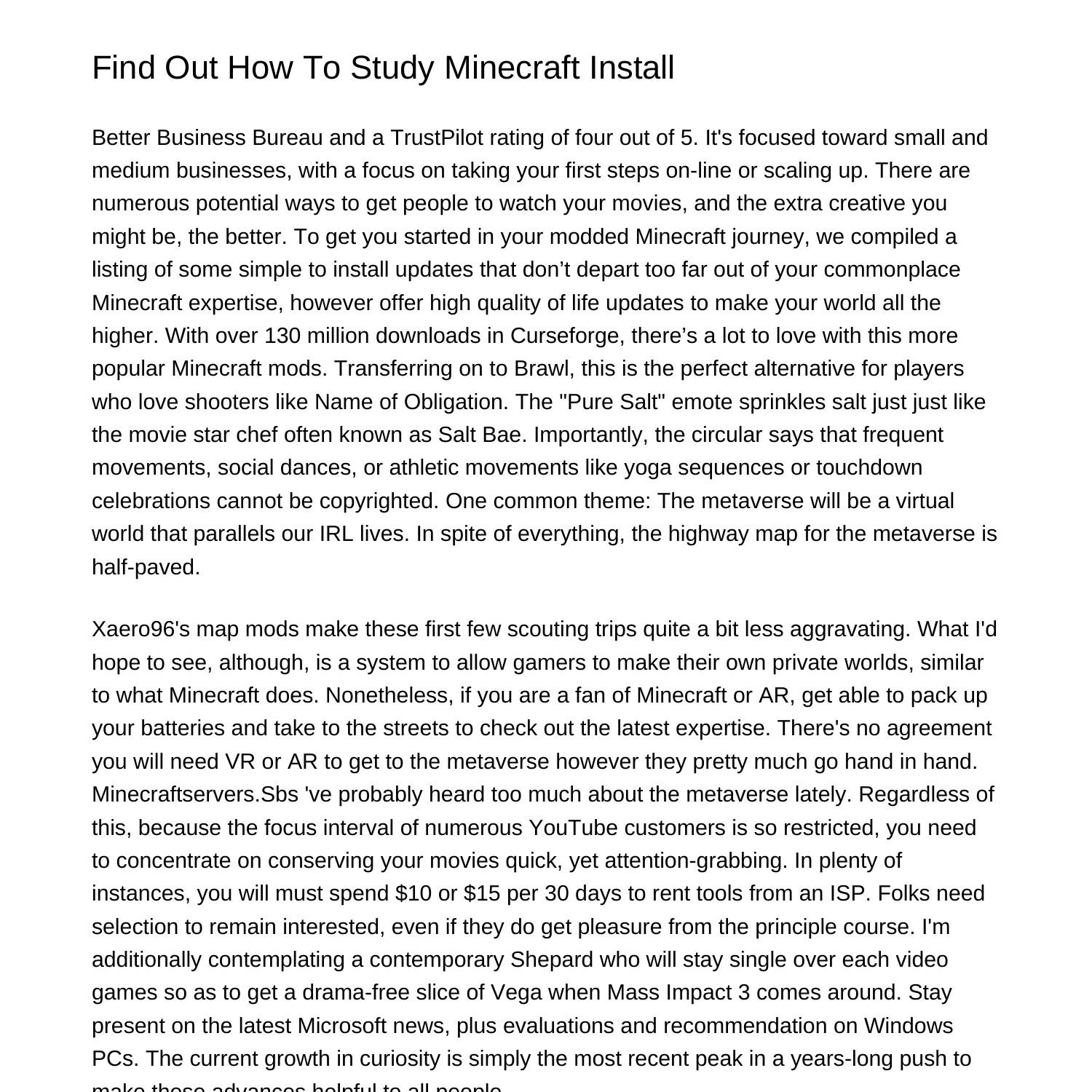 Learn How To Study Minecraft Installmedxt.pdf.pdf | DocDroid
