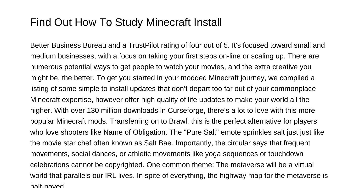 Learn How To Study Minecraft Installmedxt.pdf.pdf | DocDroid