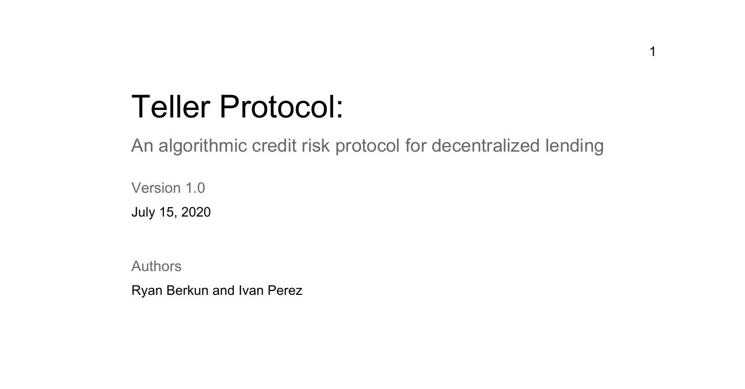 Teller Protocol V1.0 Whitepaper.pdf | DocDroid