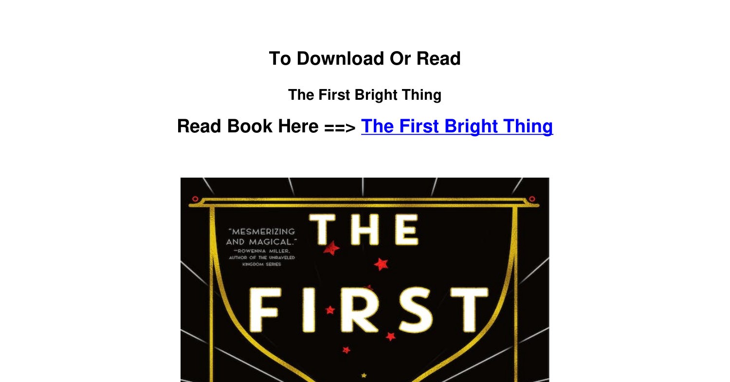 EPUB Download The First Bright Thing by J R Dawson.pdf | DocDroid