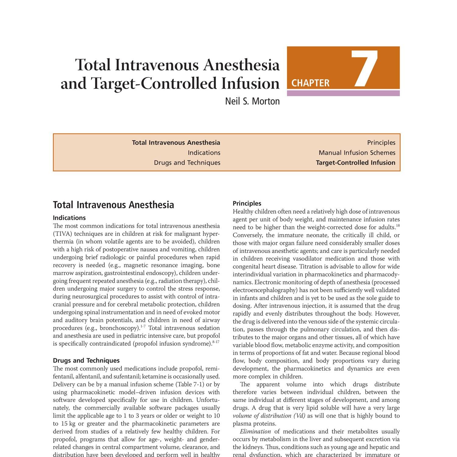 CHAPTER 7 - Total Intravenous Anesthesia and Target-Controlled Infusion (Neil S. Morton) [2009 ...