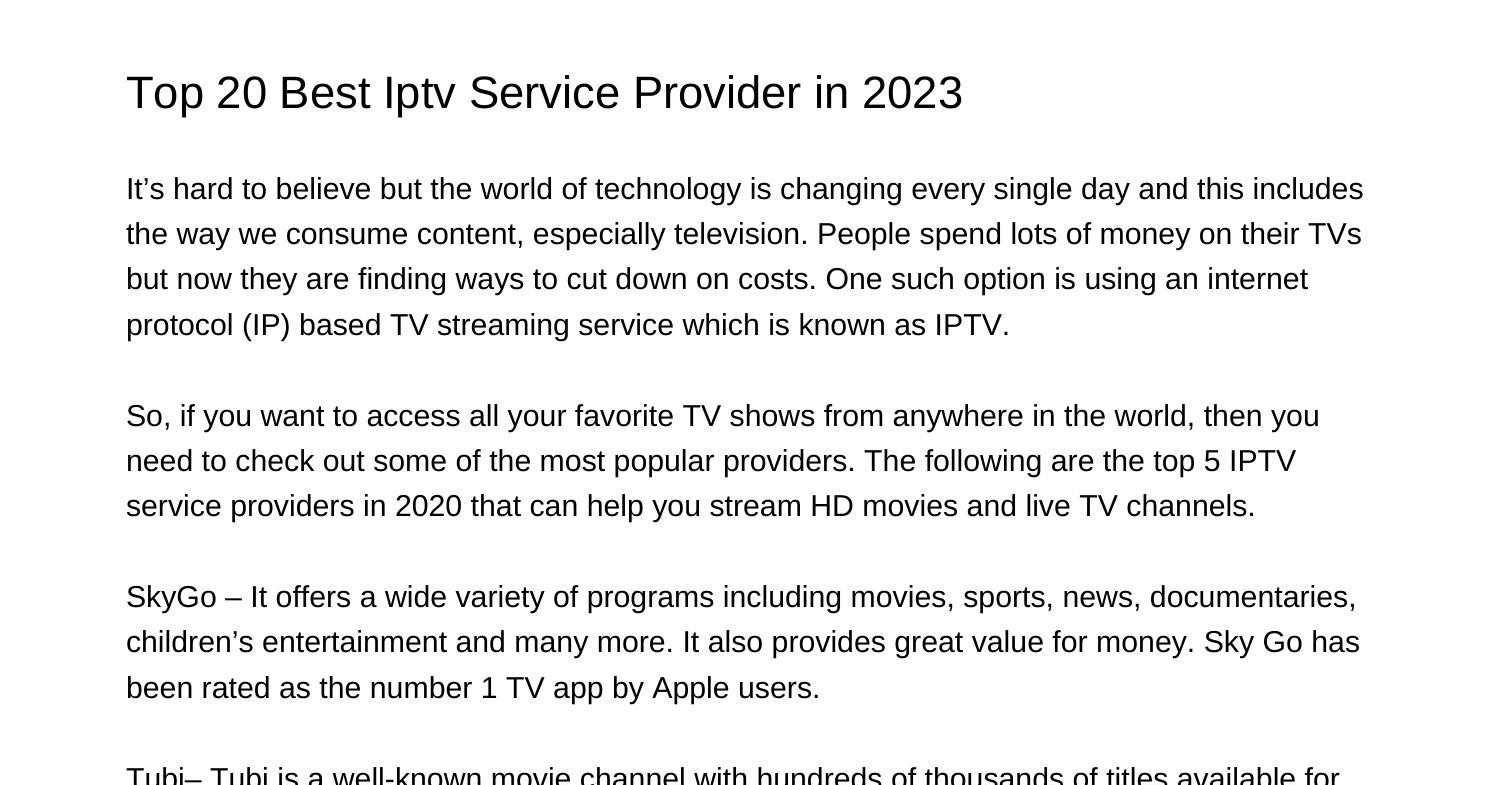 Top 20 Best Iptv Service Provider in 2023llzbs.pdf.pdf | DocDroid