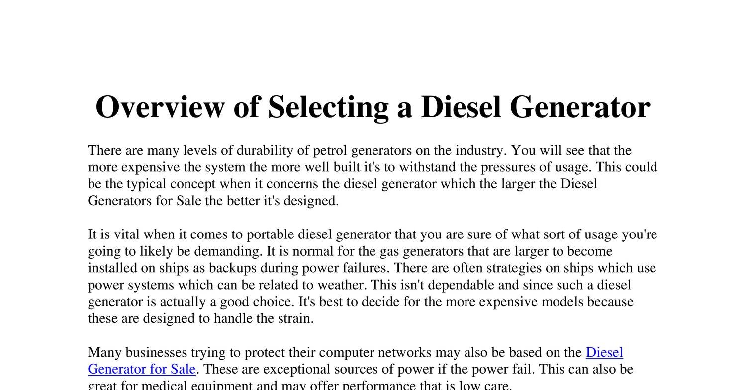 Overview of Selecting a Diesel Generator.pdf | DocDroid