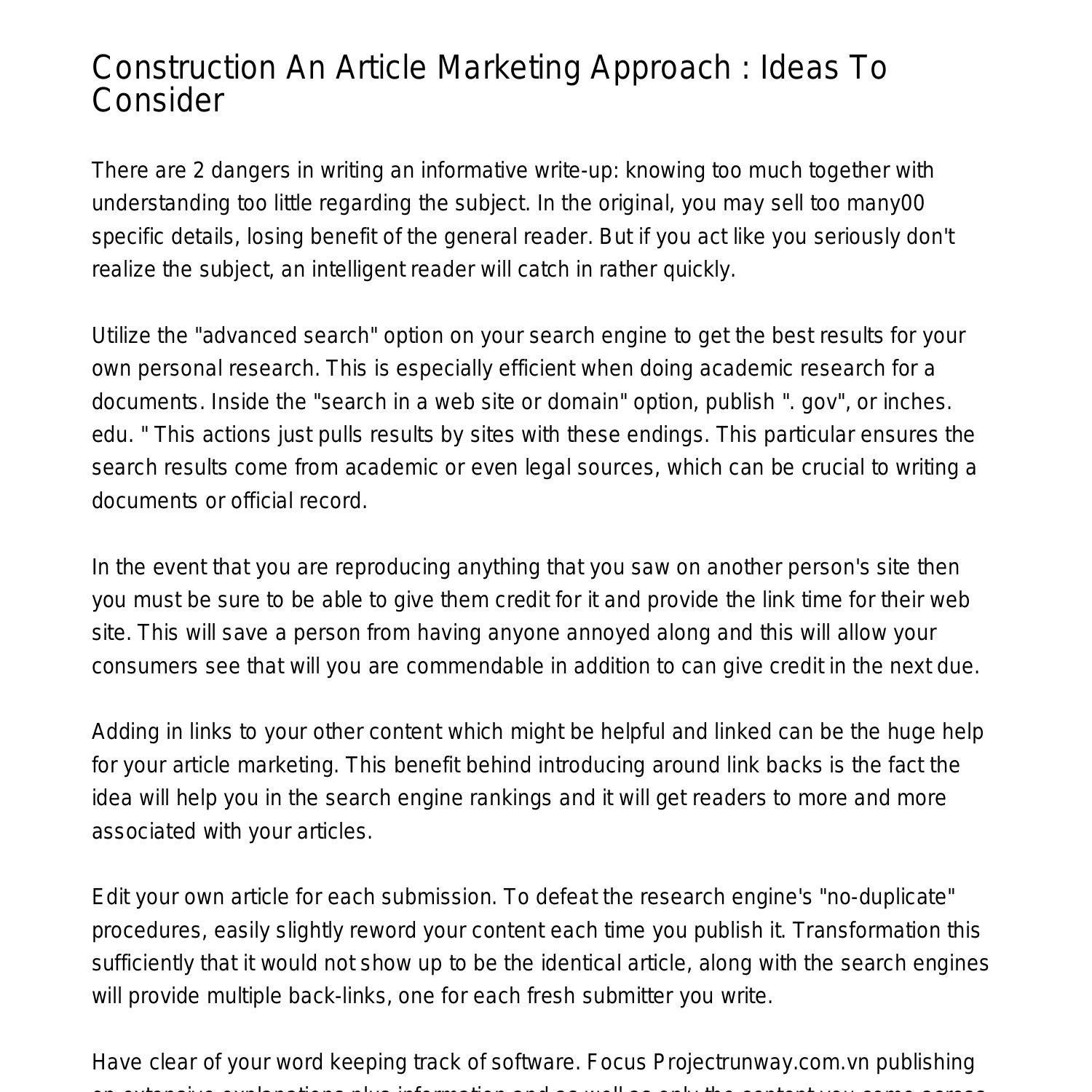 Building An Article Marketing Technique rapid Ideas To Considerzyrbd ...