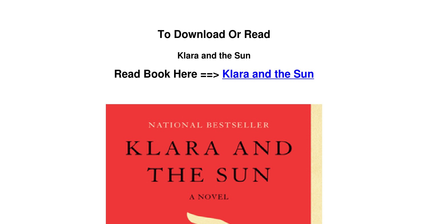 epub DOWNLOAD Klara and the Sun by Kazuo Ishiguro.pdf | DocDroid