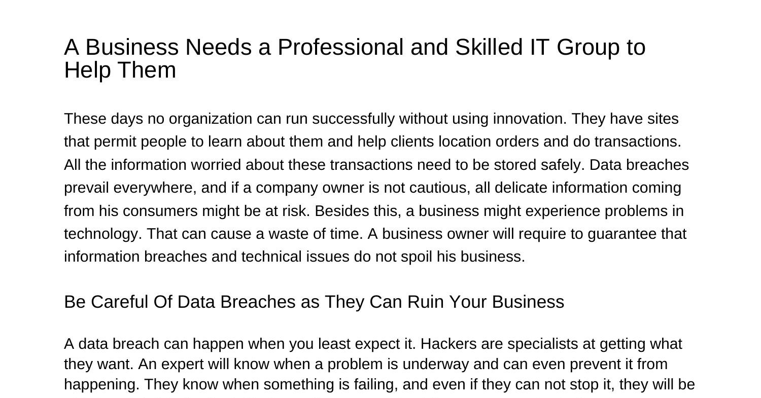 An Organization Needs an Expert and Experienced IT Group to Help Themmpluo.pdf.pdf | DocDroid