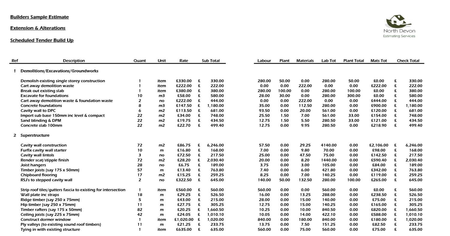 Builders Sample Estimate - Builder Copy with details.pdf | DocDroid