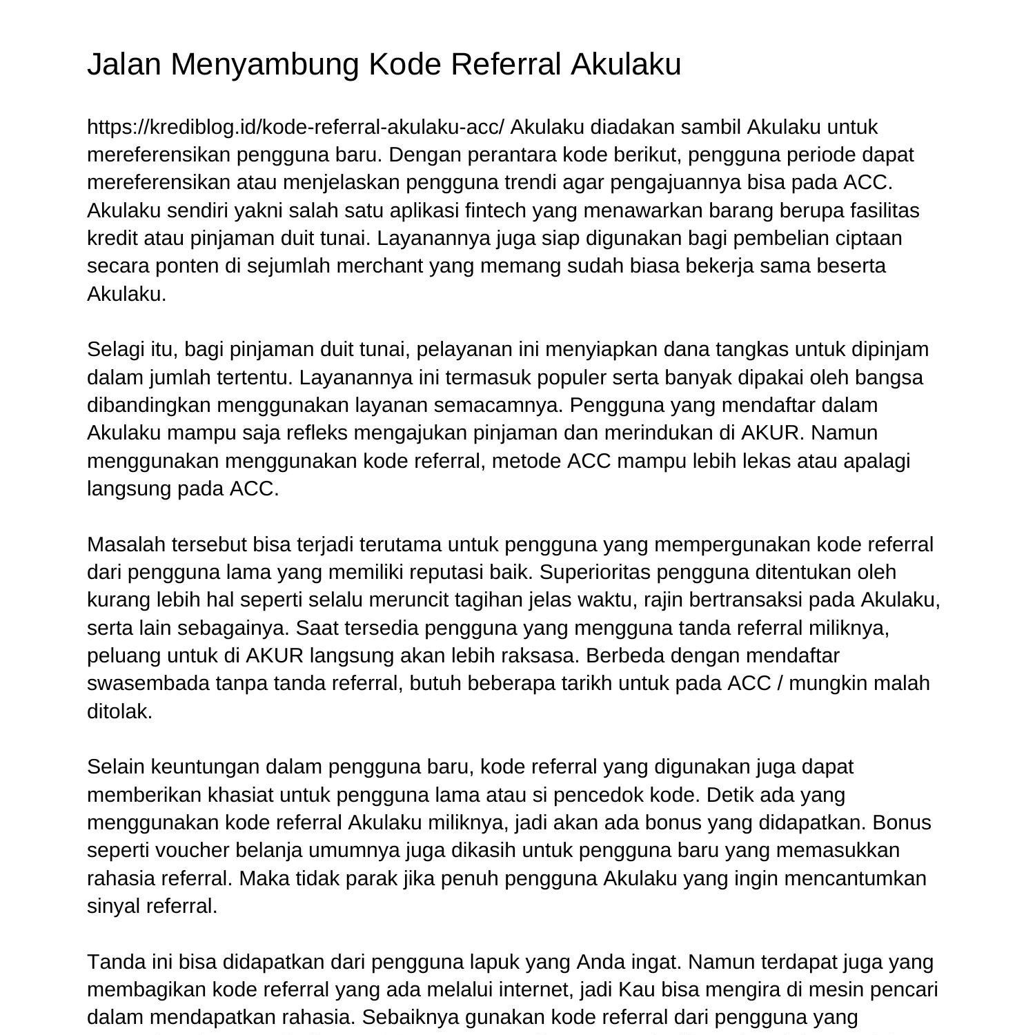 Mendaftar Akulaku Dengan Kode Referralkayvm.pdf.pdf | DocDroid