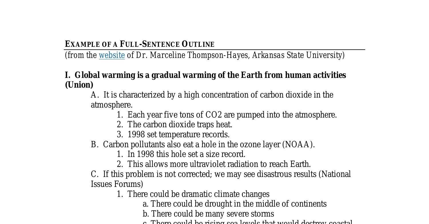Example Of A Full Sentence Outline doc DocDroid
