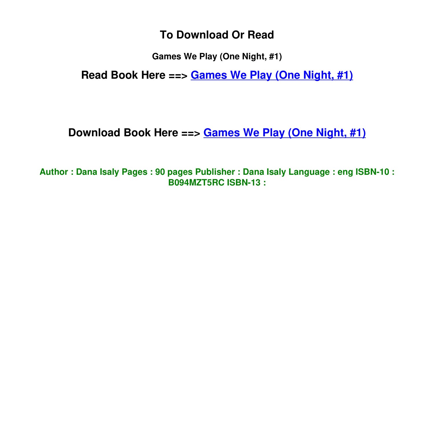 DOWNLOAD ePub Games We Play One Night 1 BY Dana Isaly.pdf | DocDroid