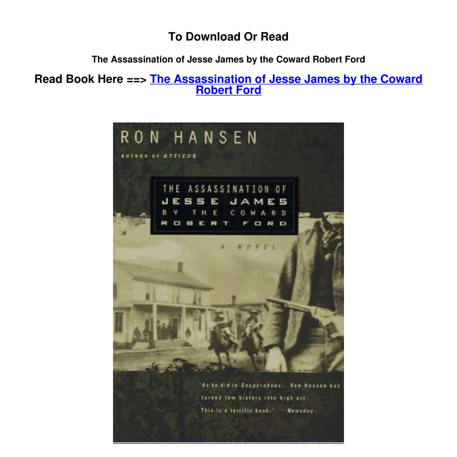 Pdf download The Assassination of Jesse James by the Coward Robert Ford By Ron .pdf | DocDroid