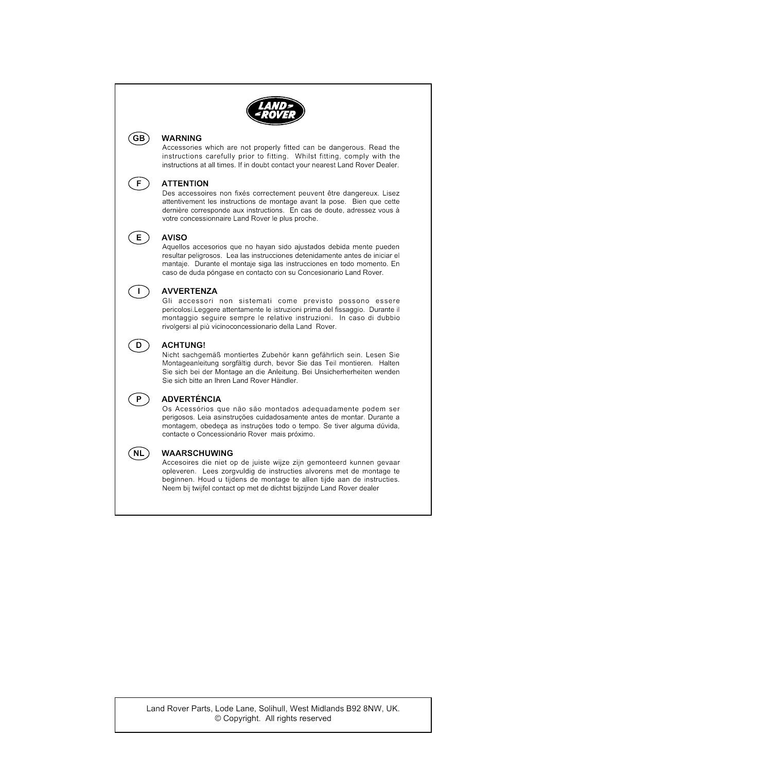 Discovery 1 MY95 - Accessory Fitting Instructions.pdf | DocDroid