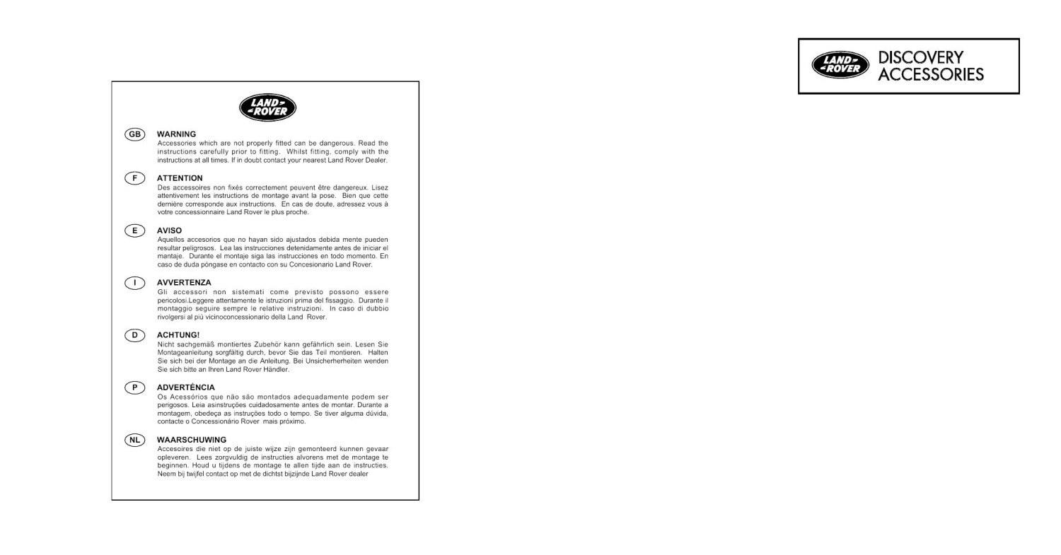 Discovery 1 MY95 - Accessory Fitting Instructions.pdf | DocDroid