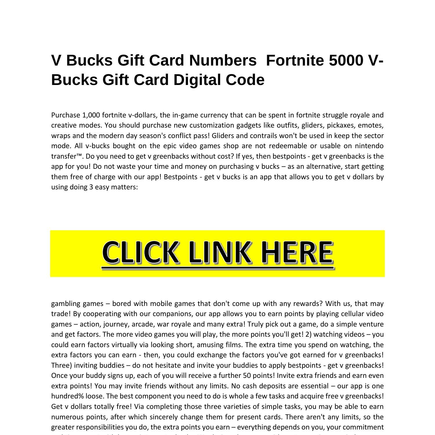 V Bucks Gift Card Numbers Fortnite 5000 V.pdf | DocDroid