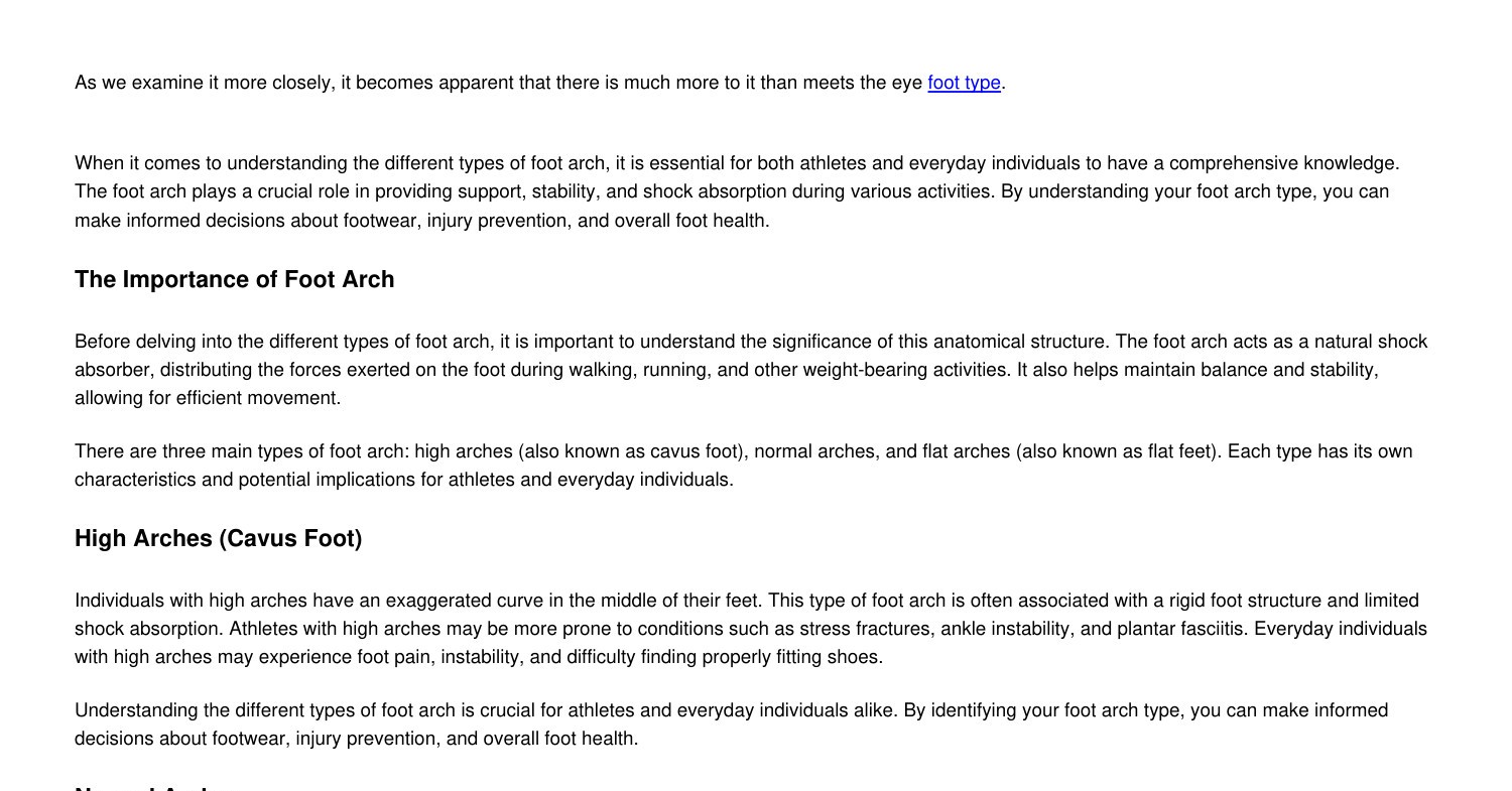 Understanding the Different Types of Foot Arch: A Guide for Athletes ...
