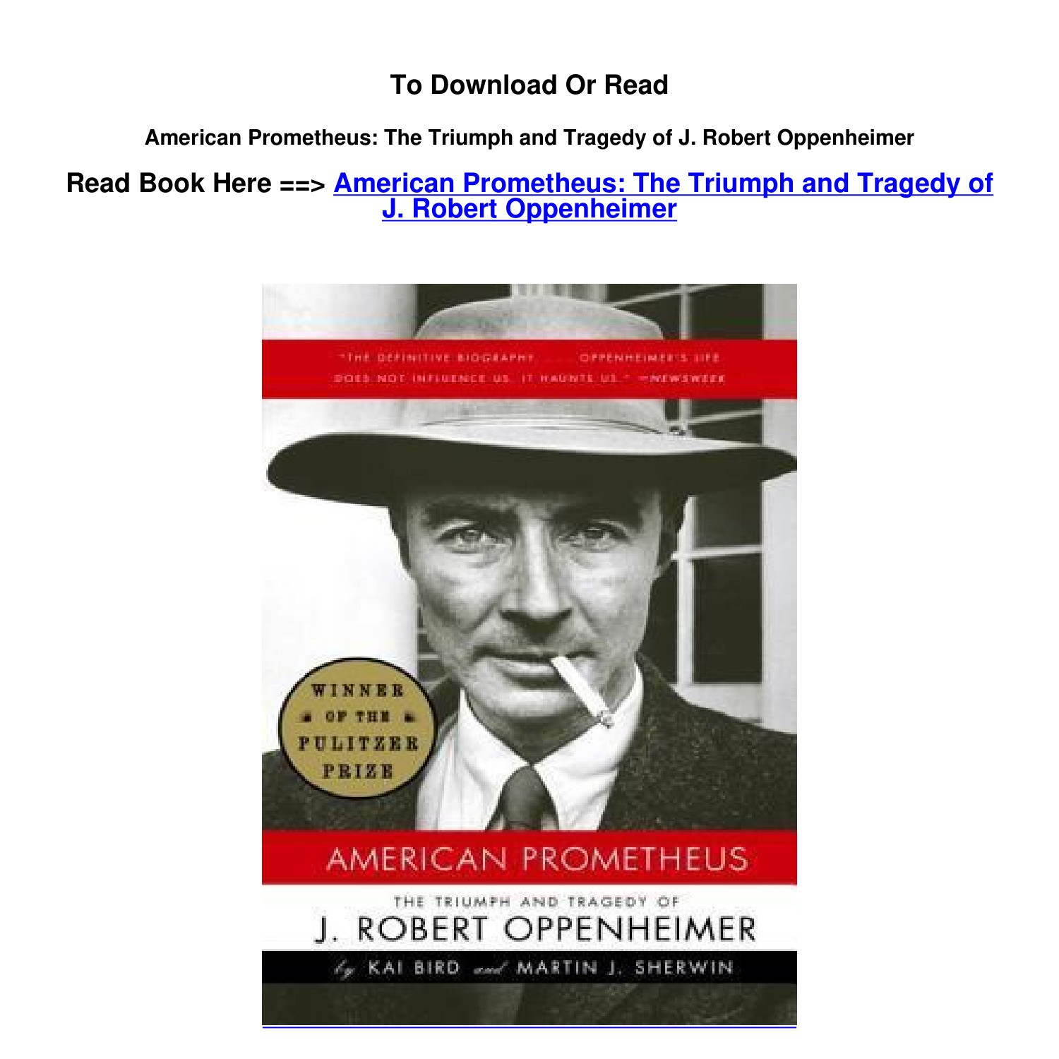 Download pdf American Prometheus The Triumph and Tragedy of J Robert .pdf | DocDroid