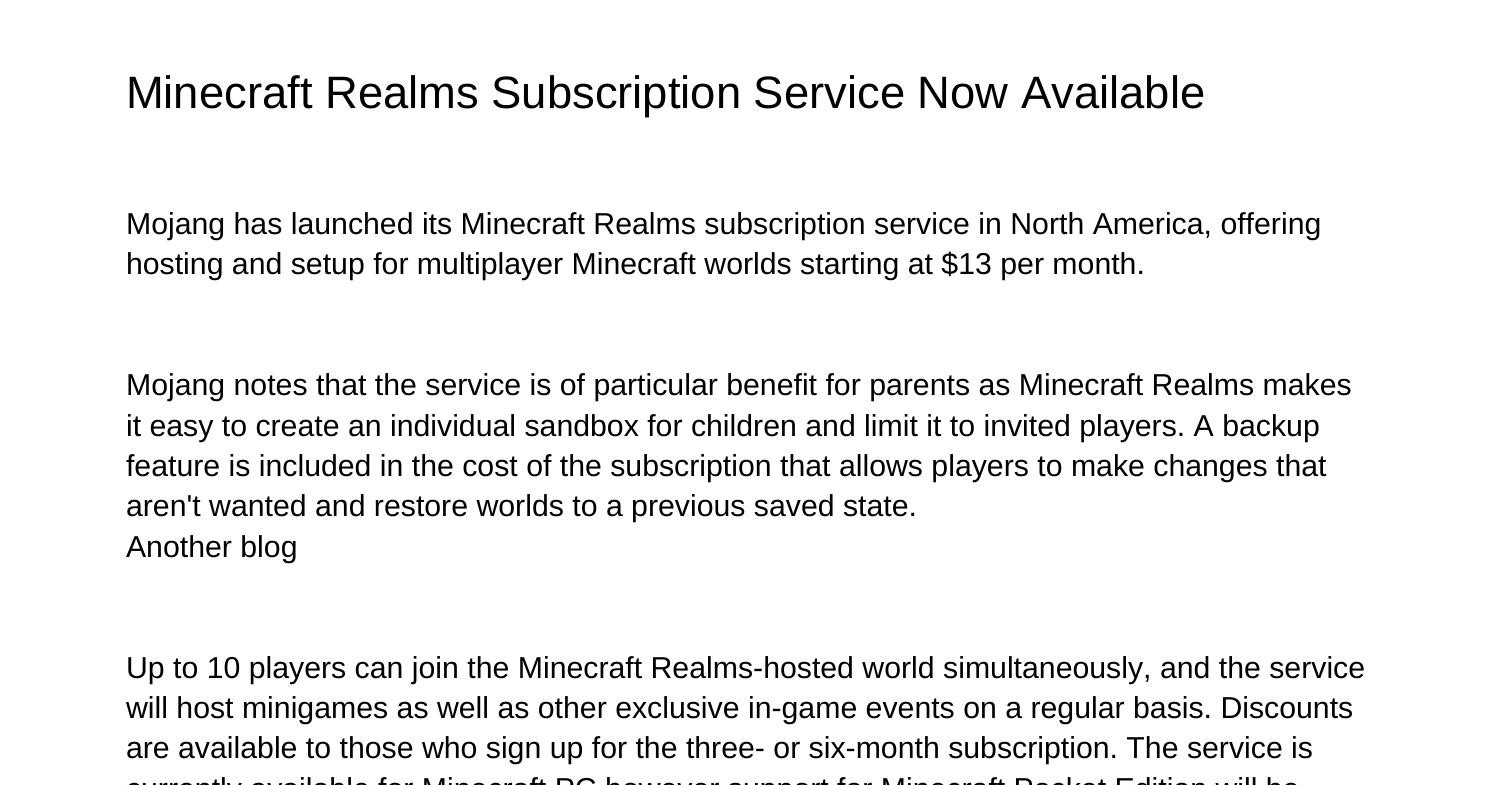 Minecraft Realms Subscription Service Now Availableimhqn.pdf.pdf | DocDroid